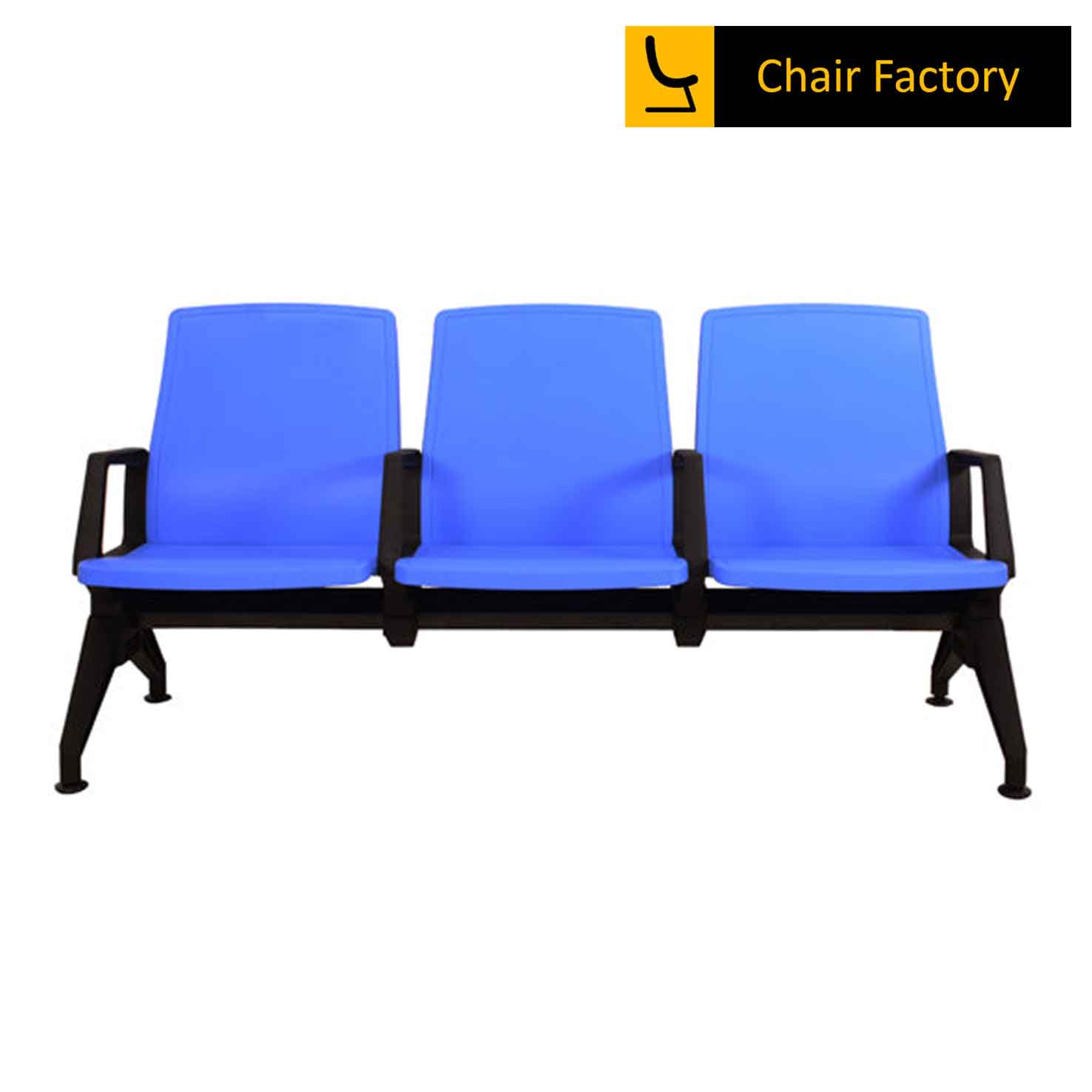 Zilver Blue 3 Seater Silver Waiting Area Bench | Chair Factory