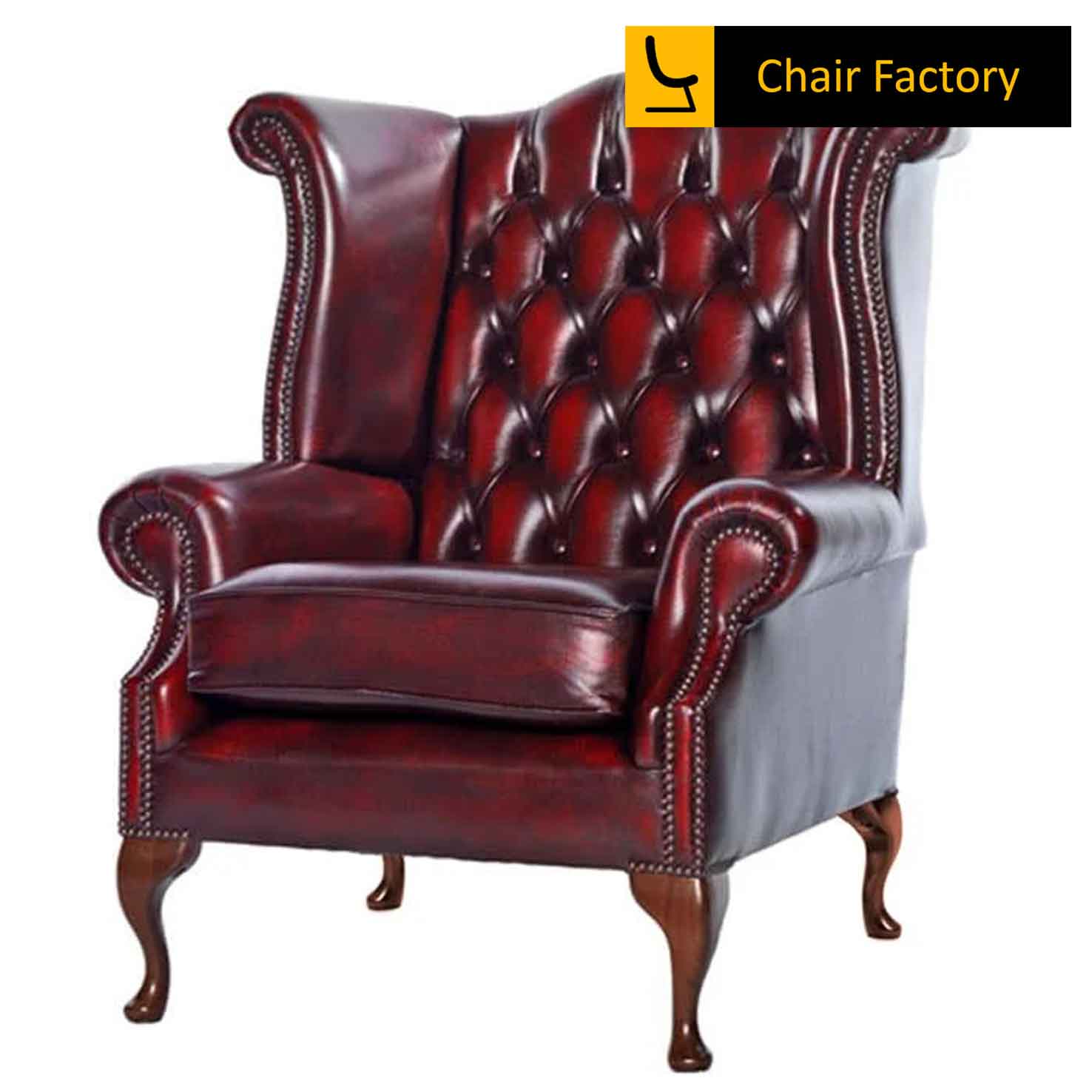 Augustus genuine Italian Leather Wing Back Arm Chair for Lobby ...