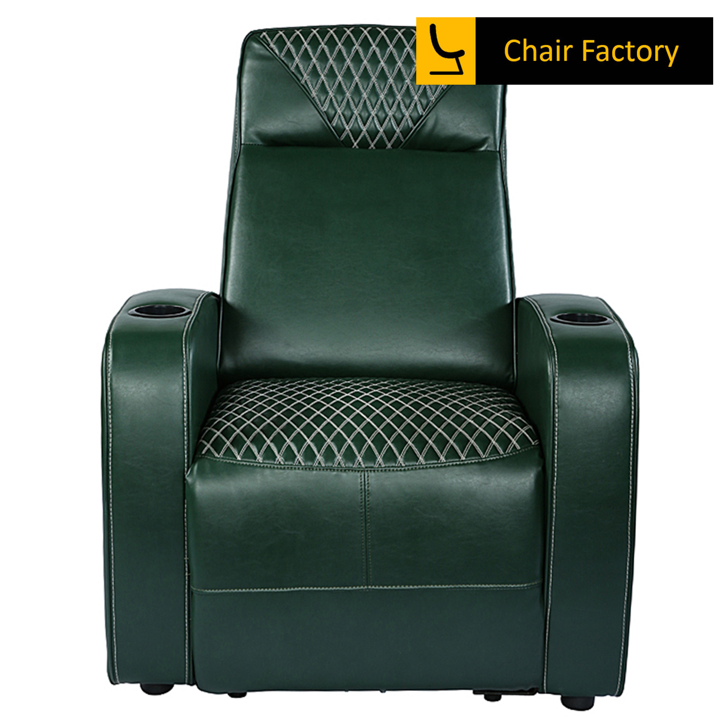 Baluchon Bottle Green Leather Recliner Chair with Soft Padding & Lumbar ...