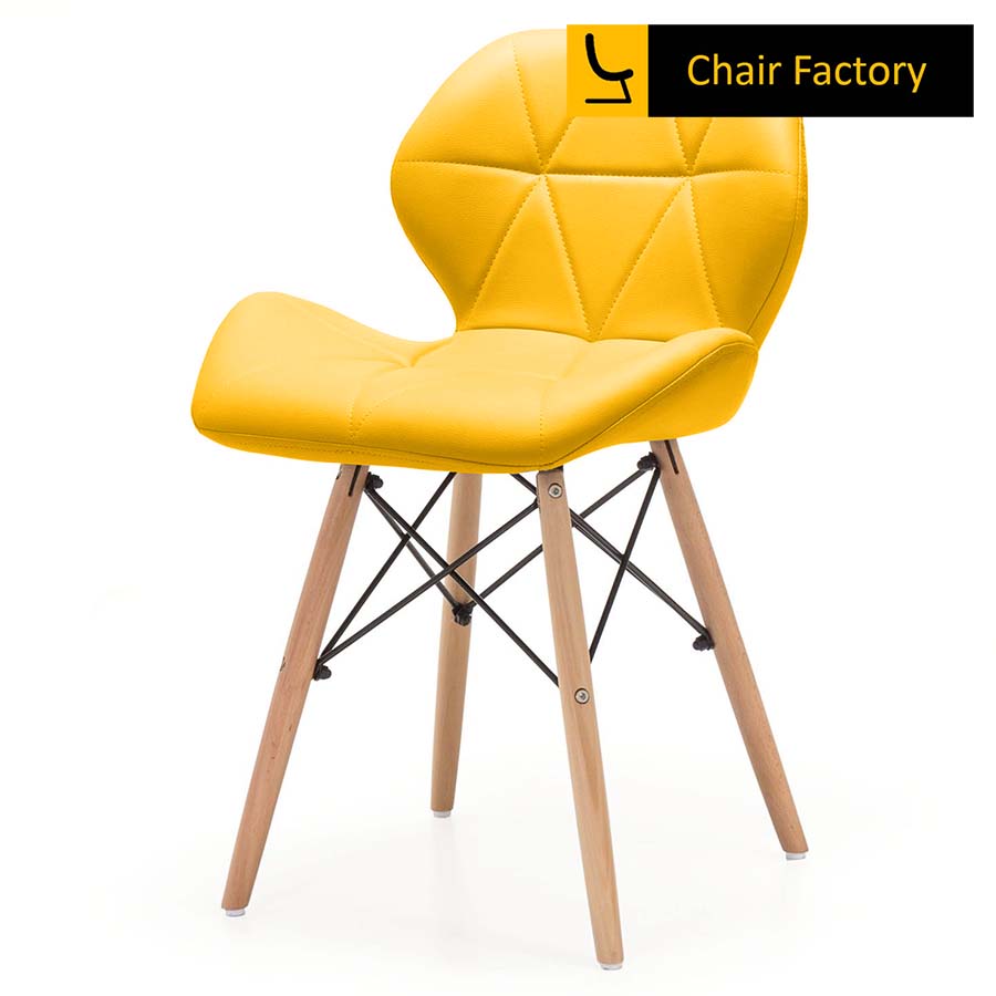 Quim Eifel Tower Abstract Cafe & Dining Chair in yellow tufted faux ...