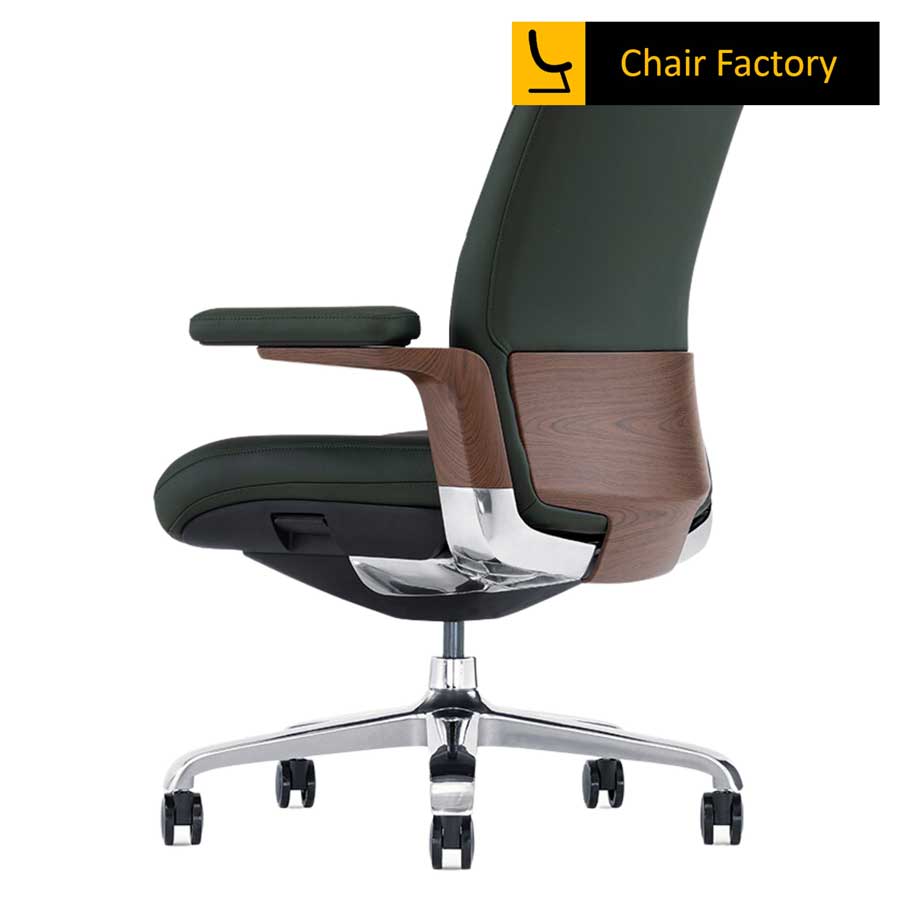 Stallion Mid Back Green 100% Genuine Leather Office Desk Chair | Chair ...