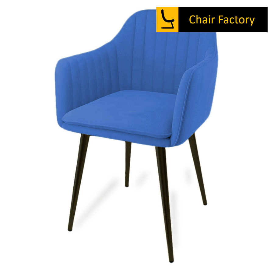 Blue Suede Monde Lounge Chair with Black Metal Legs | Chair Factory