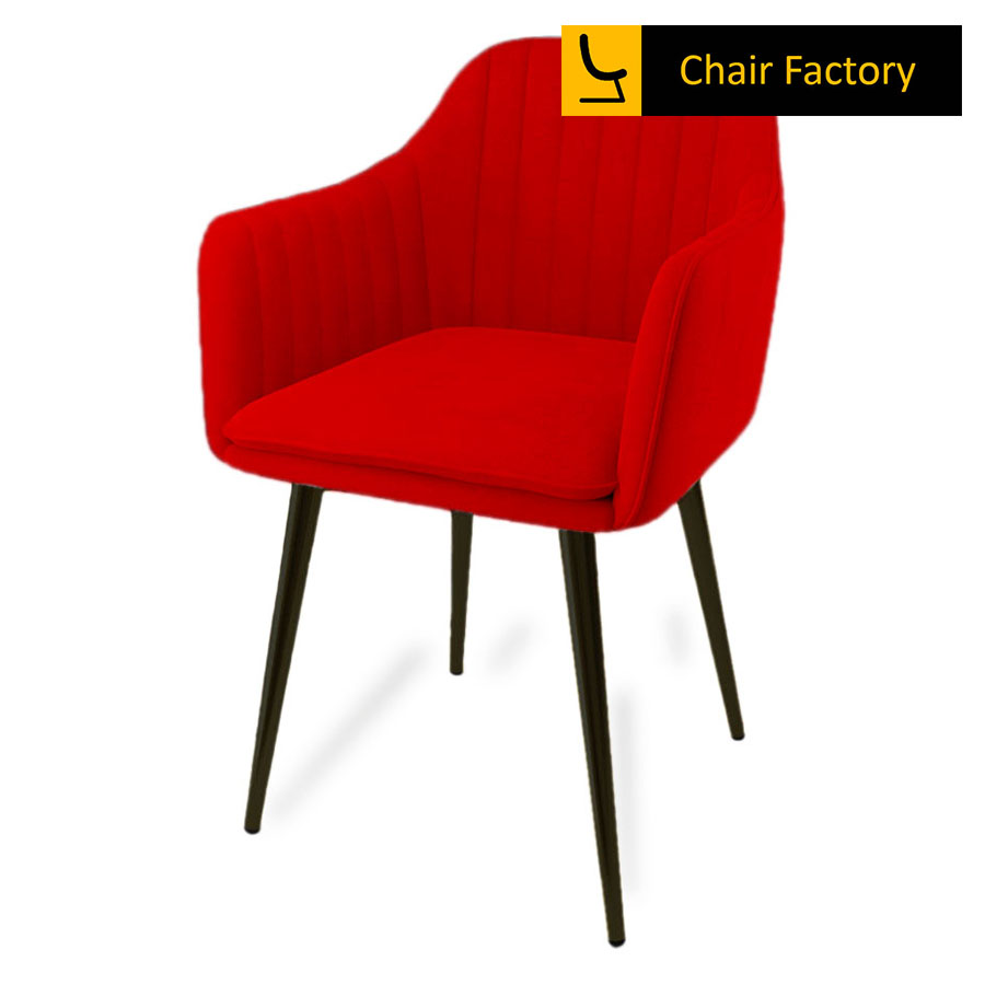 Red Suede Monde Lounge Chair with Black Metal Legs | Chair Factory