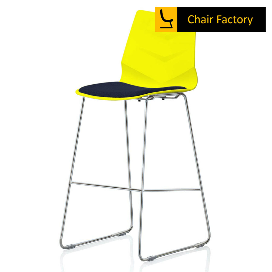 Modern Yellow Bar Stool with Cushion and Stainless Steel for Cafe ...