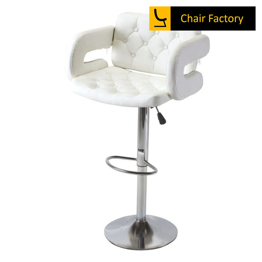 White Leather Designer Cushion Bar Stool | Chair Factory