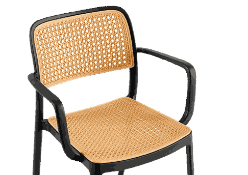 Black Mace Cane Cafe Chair With Arms for cafe | Chair Factory