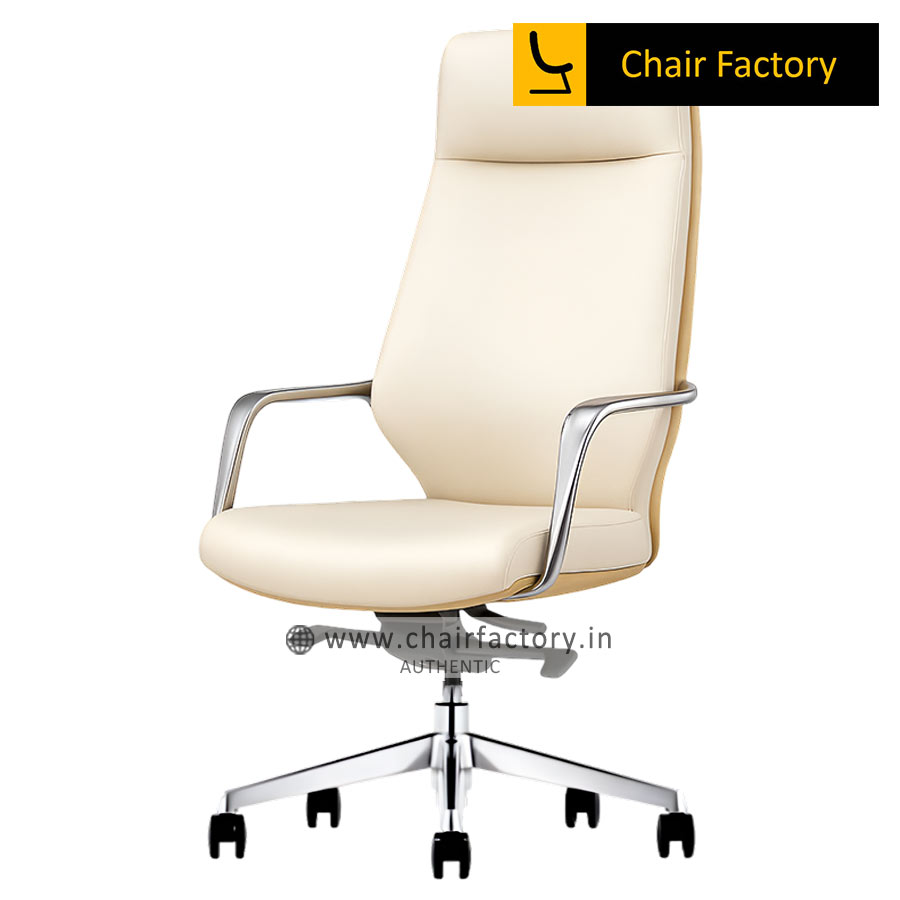 Elegant Anderson Cream High Quality Faux Leather Highback Chair | Chair ...