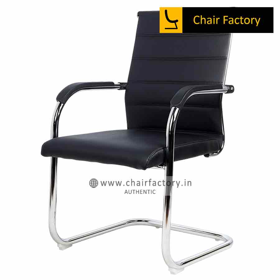 Rionus Black Faux Leather Cantilever Guest Chair | Chair Factory