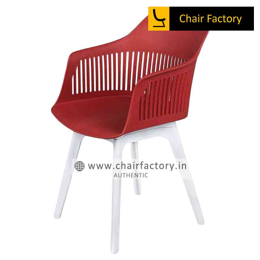 Daisy Red Plastic Cafe Chair With White Legs | Chair Factory