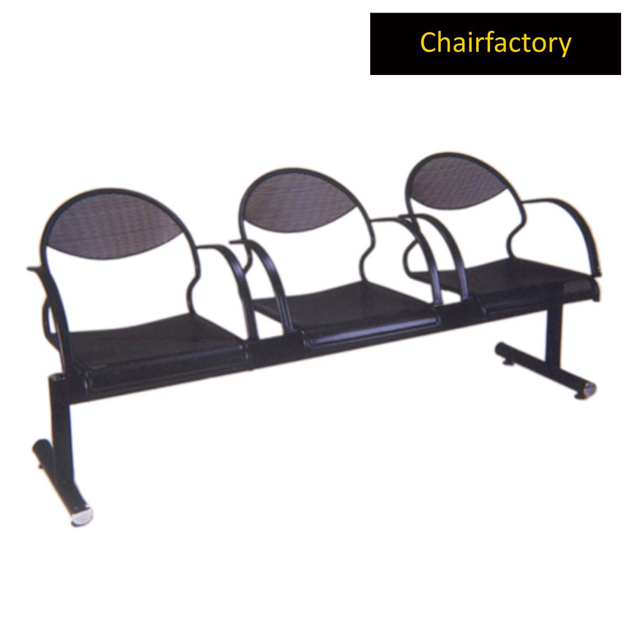 Guard Three Seater Black Metal Tandem Bench | Chair Factory