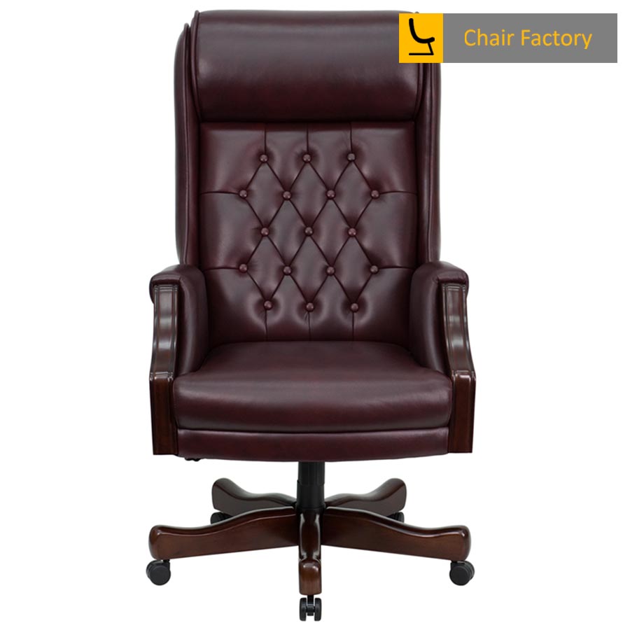 Prime Minister Burgundy High Back Chesterfield 100% Genuine Leather ...