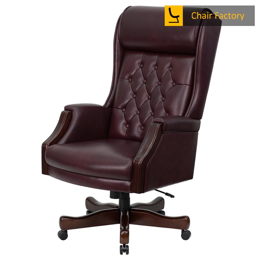 Prime Minister Burgundy High Back Chesterfield 100% Genuine Leather ...