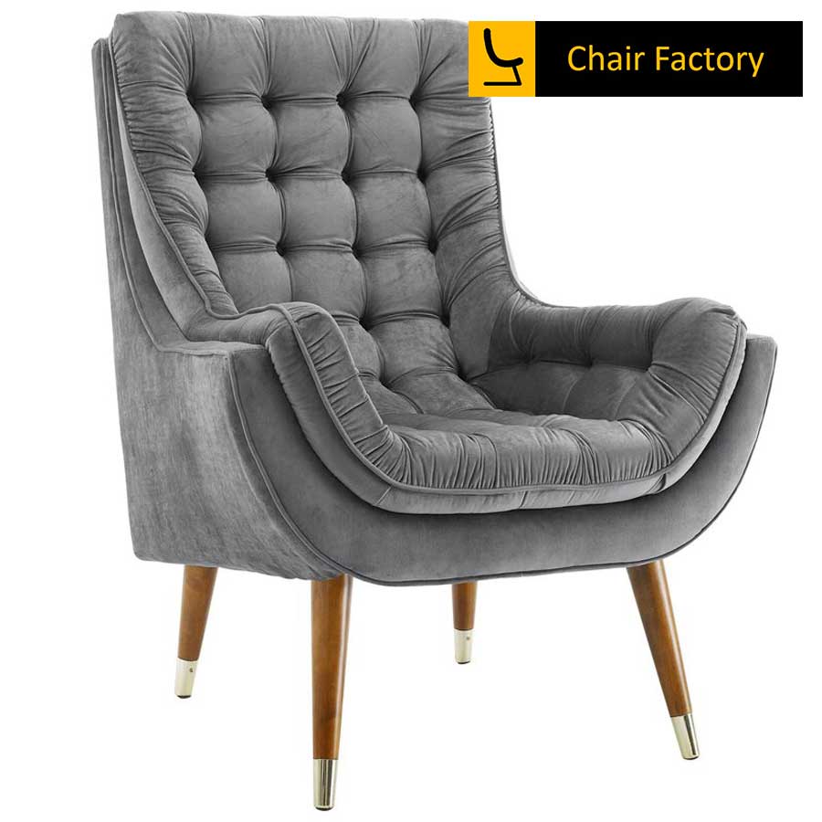 Cascade Grey Tufted Accent & Lounge Chair ideal for Home, Lobby ...